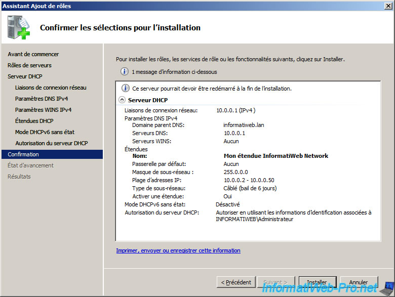 Create a DHCP server on Windows Server 2008 - Windows Server - Tutorials - InformatiWeb Pro
